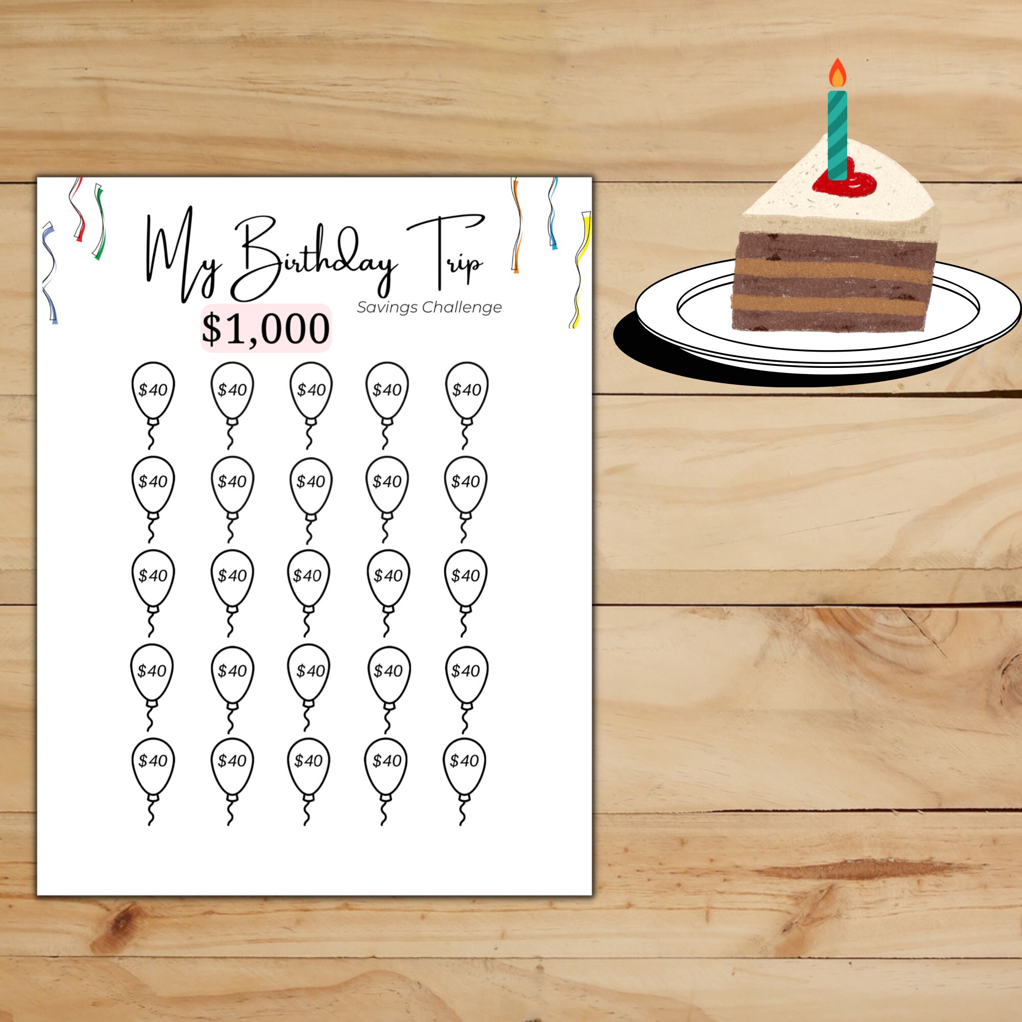 Birthday Savings Challenge Birthday Tracker Savings - Etsy