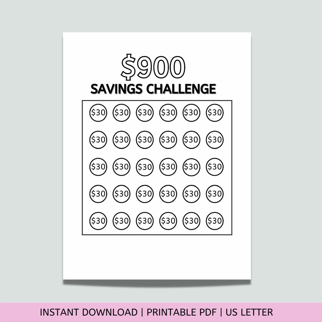 900 Money Saving Challenge Printable, Emergency Fund Printable, Savings ...