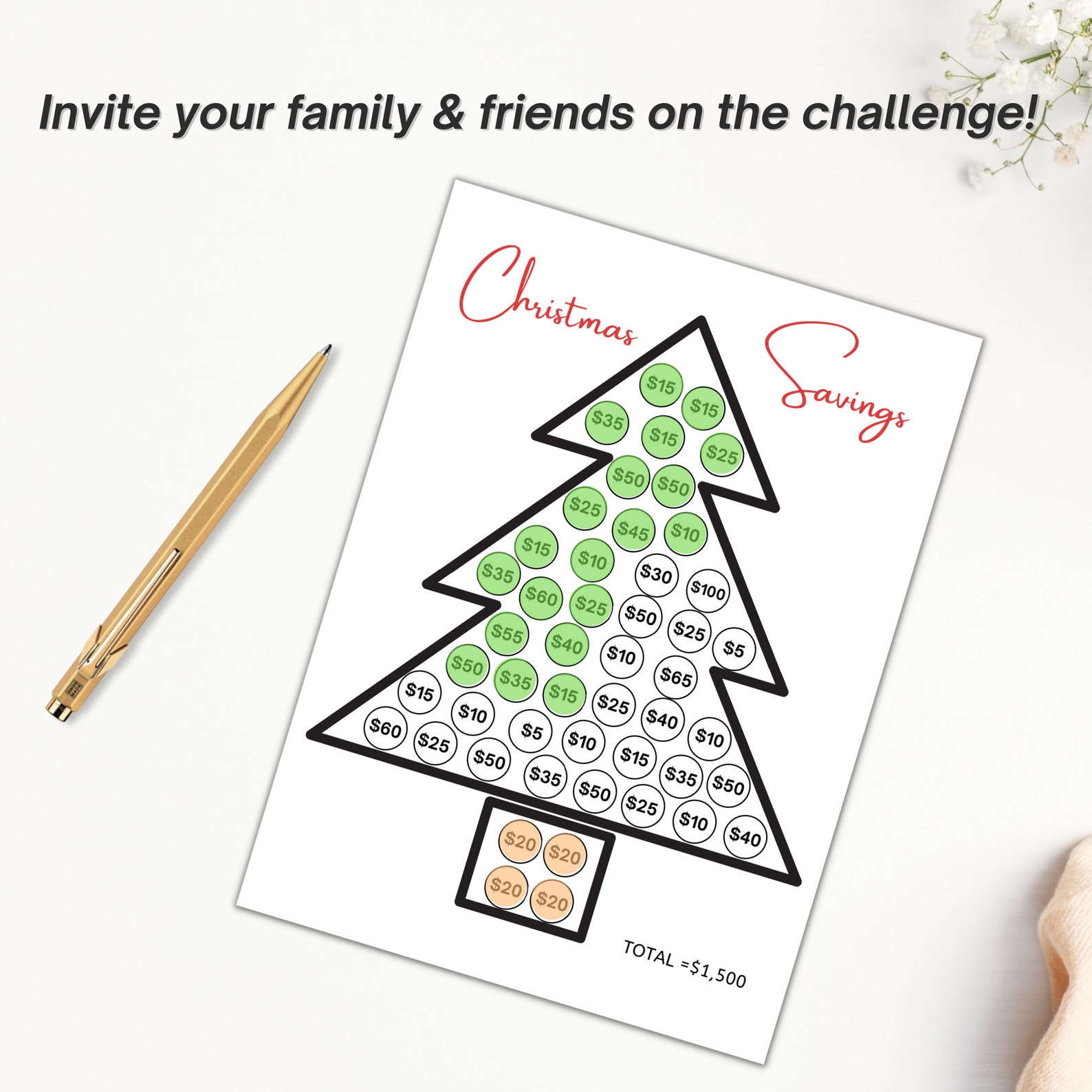 Christmas Savings Challenge Christmas Funds Christmas - Etsy