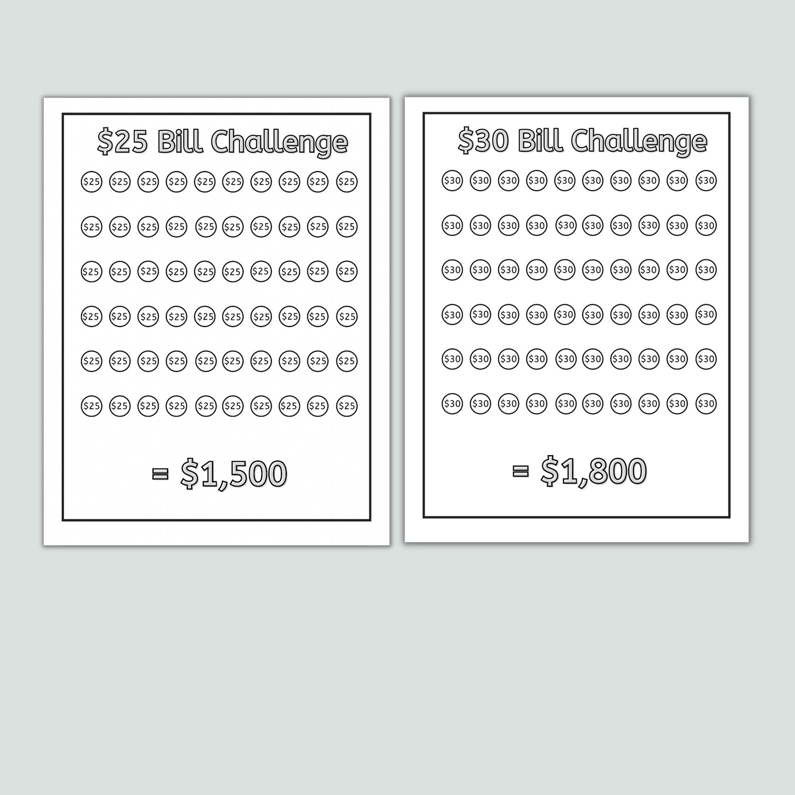 Savings Challenge Bundle Printable Bill Challenge Money - Etsy