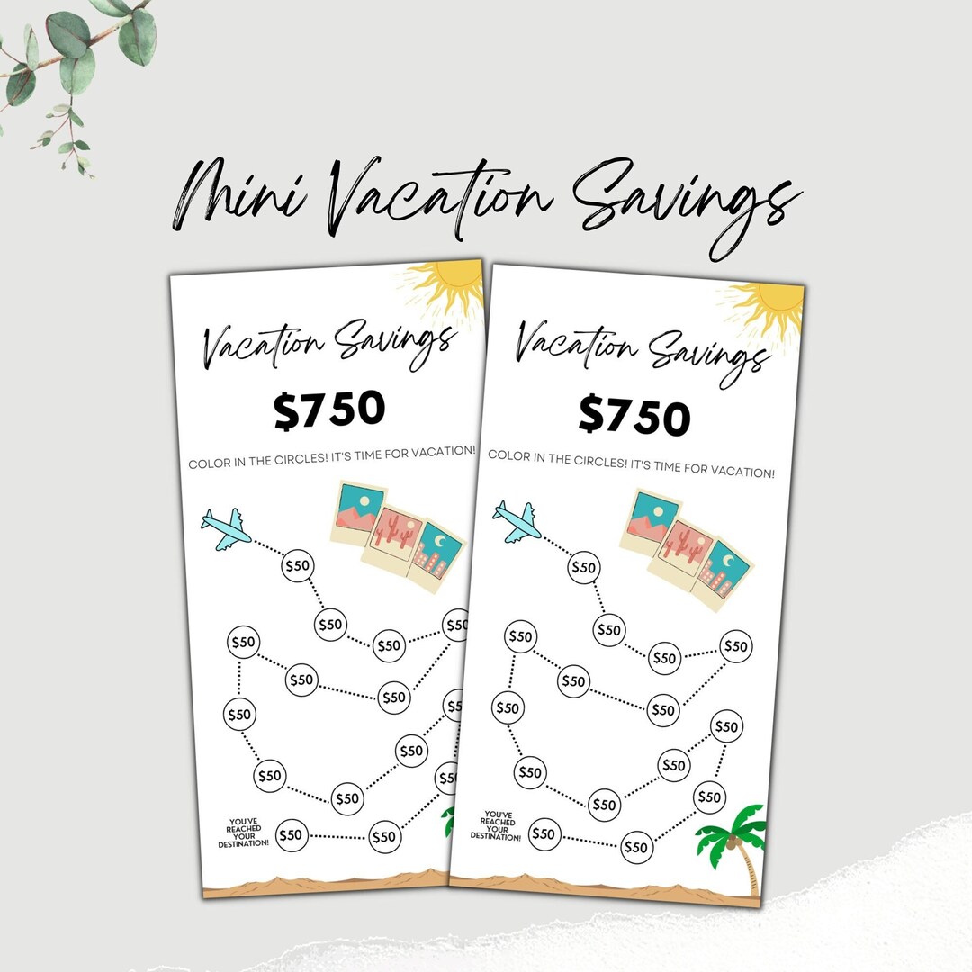 Mini Vacation Savings Challenge, Saving Printables, Vacation Fund, Mini ...