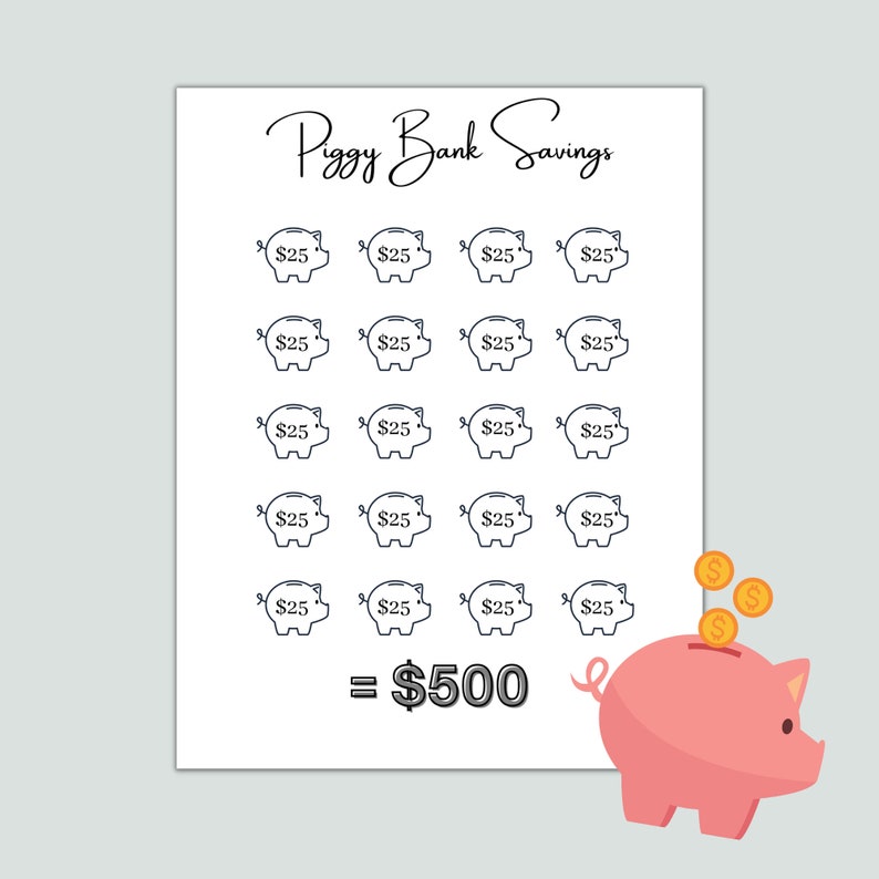 Piggy Bank Savings Tracker Printable, Savings Tracker, Savings ...