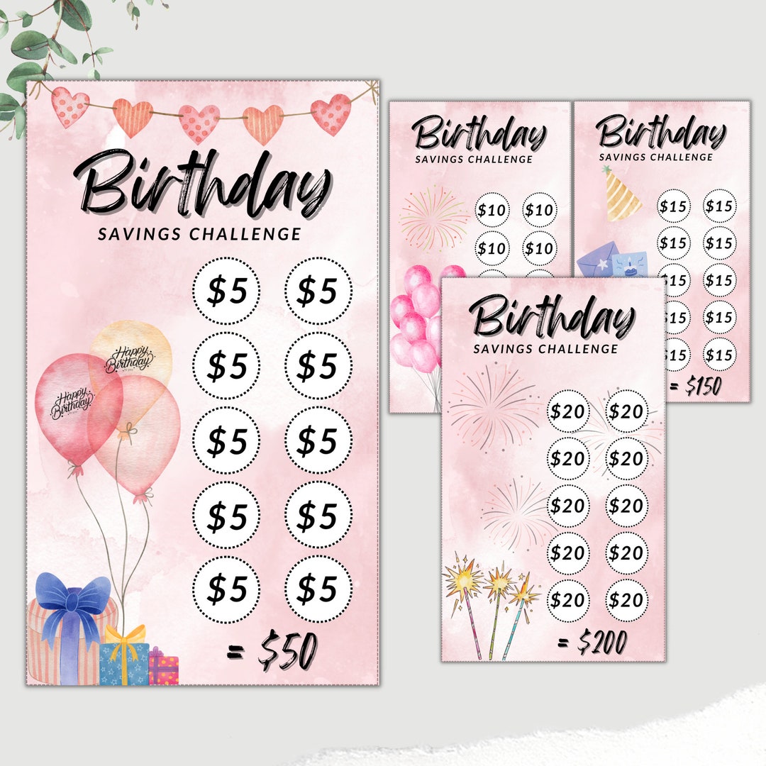Birthday Savings Challenge, Birthday Tracker A6, A6 Cash Envelopes ...