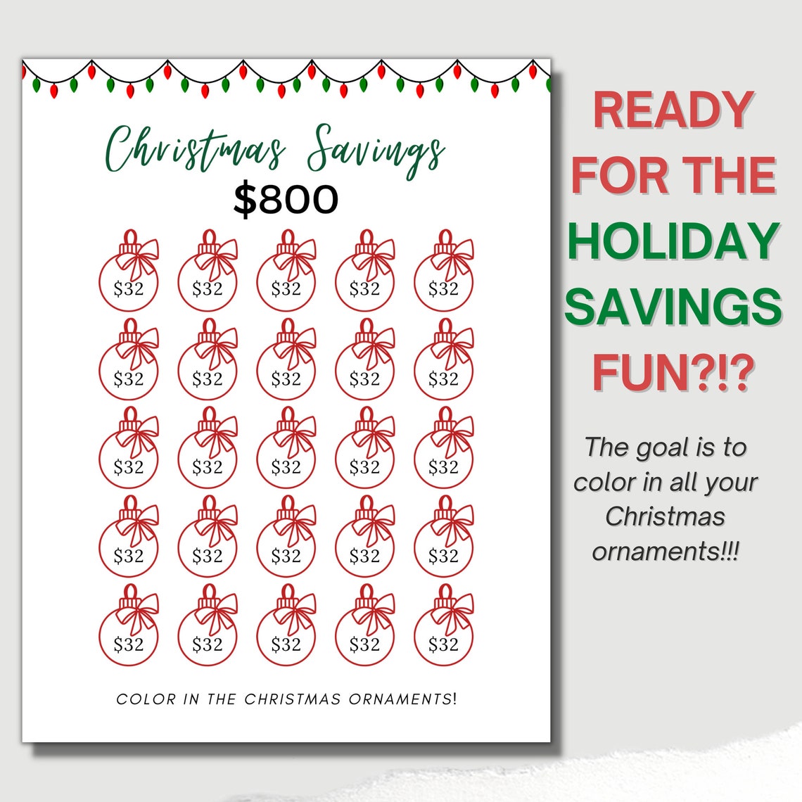 Christmas Savings Challenge, Christmas Funds, Christmas Savings Goal ...