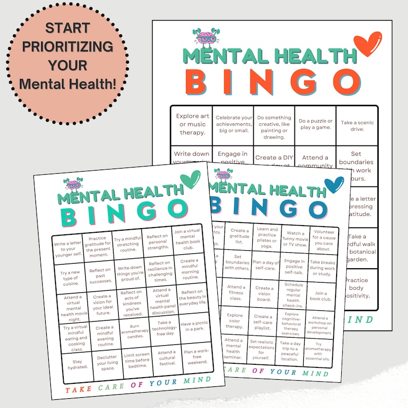 Mental Health Bingo, Self Care Bingo, Therapy Games, Wellbeing Wellness ...