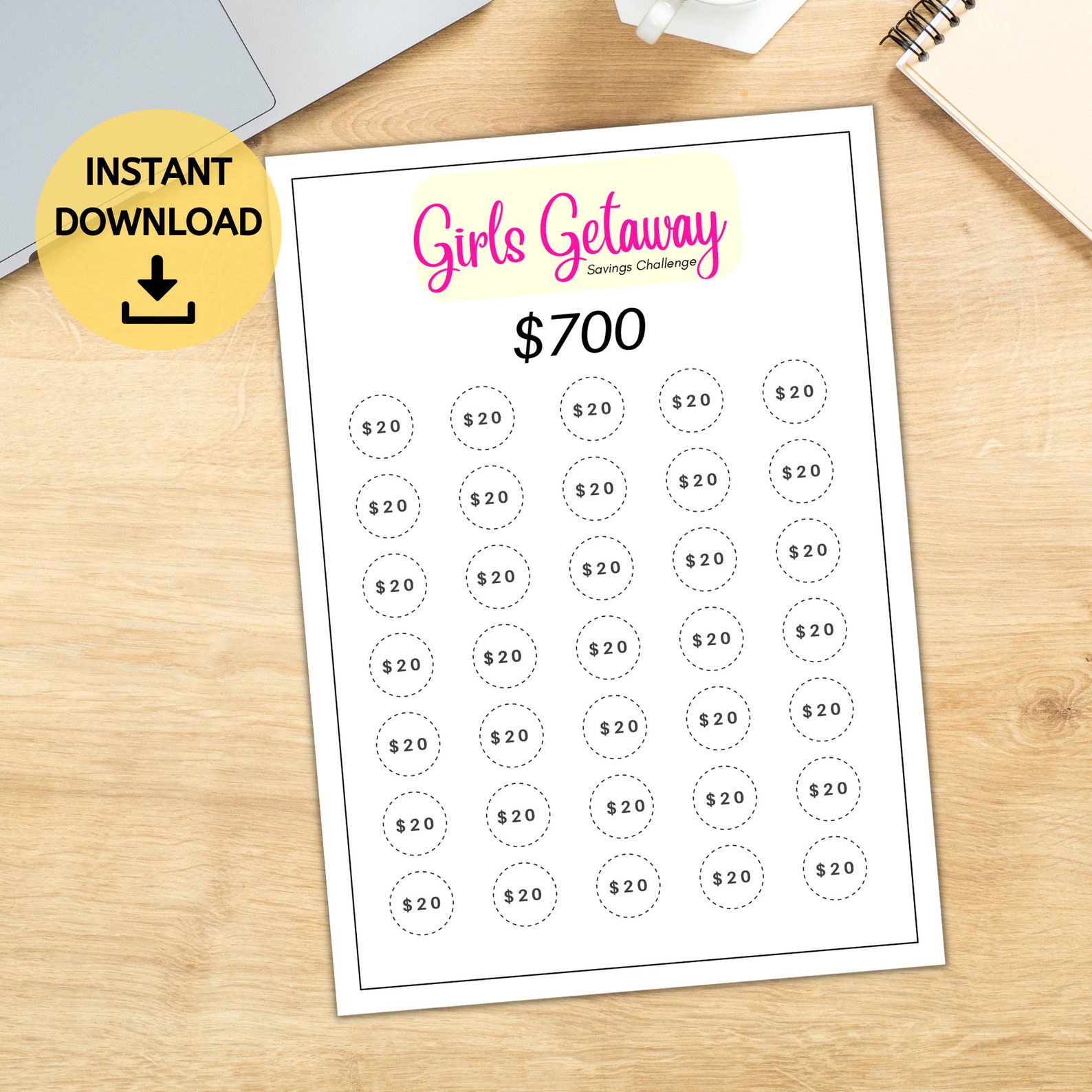 Girls Getaway Vacation Savings Challenge, Savings, Save 700, Money ...