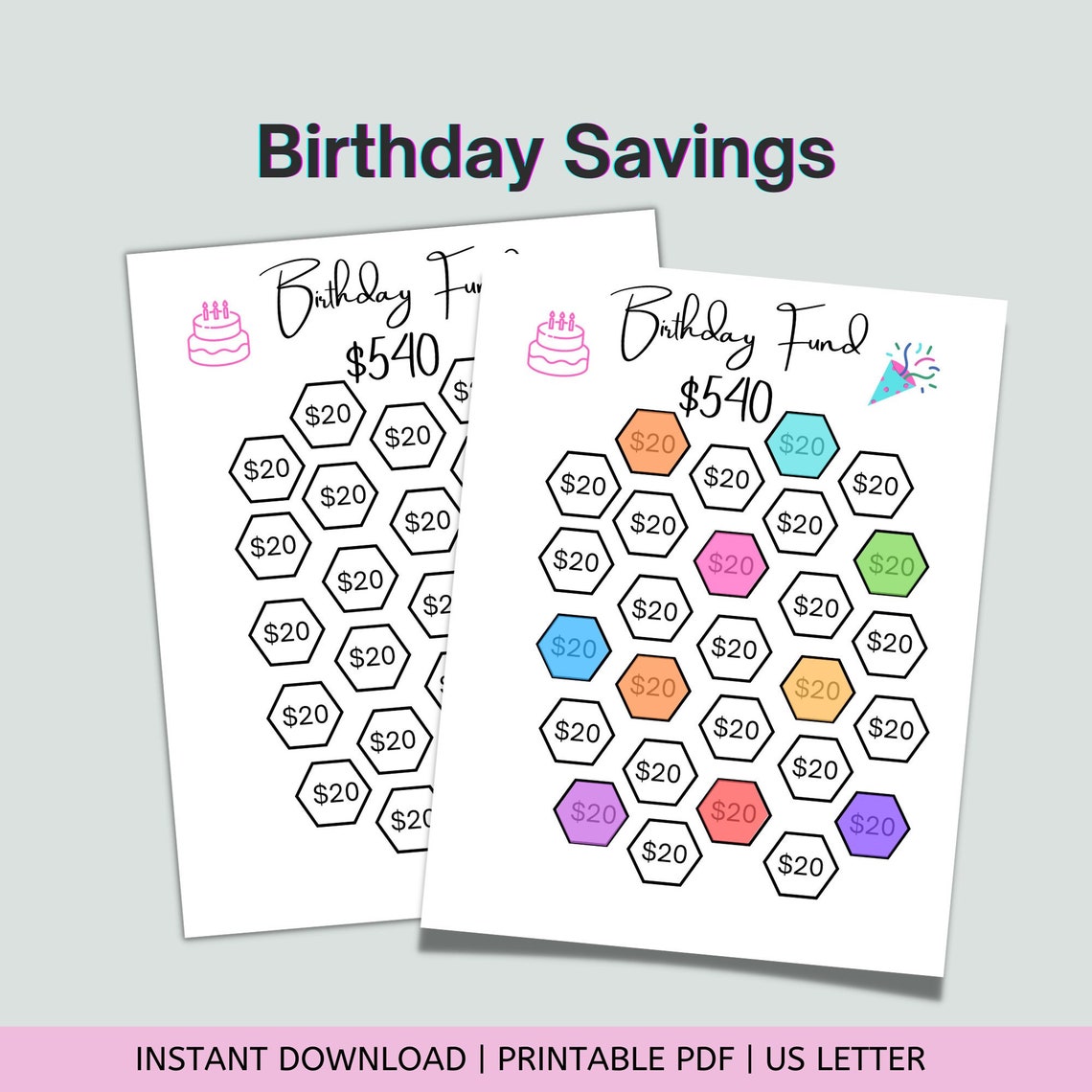 Birthday Savings Fund Tracker Printable Savings Tracker | Etsy