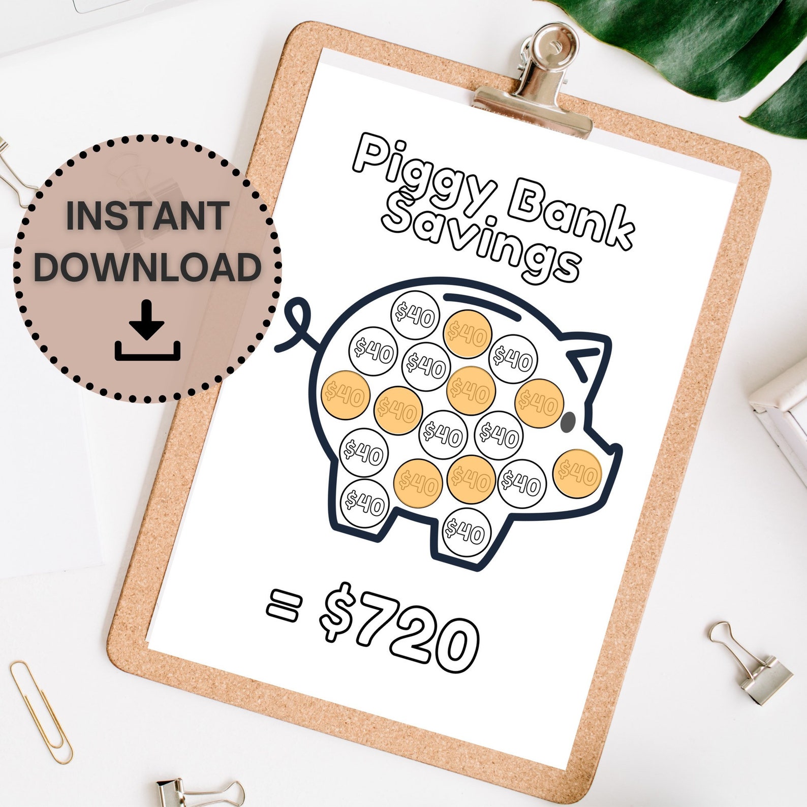 Piggy Bank Savings Tracker Printable Money Savings Challenge - Etsy