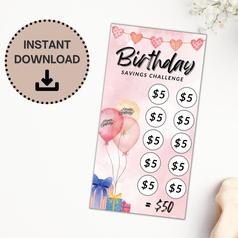 Birthday Savings Challenge, Birthday Tracker A6, A6 Cash Envelopes ...