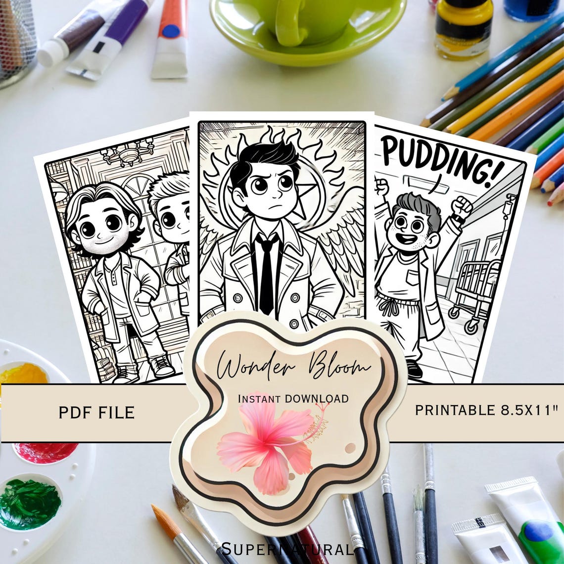 Supernatural Colouring Pages - Cute Kawaii - Digital PDF Instant ...