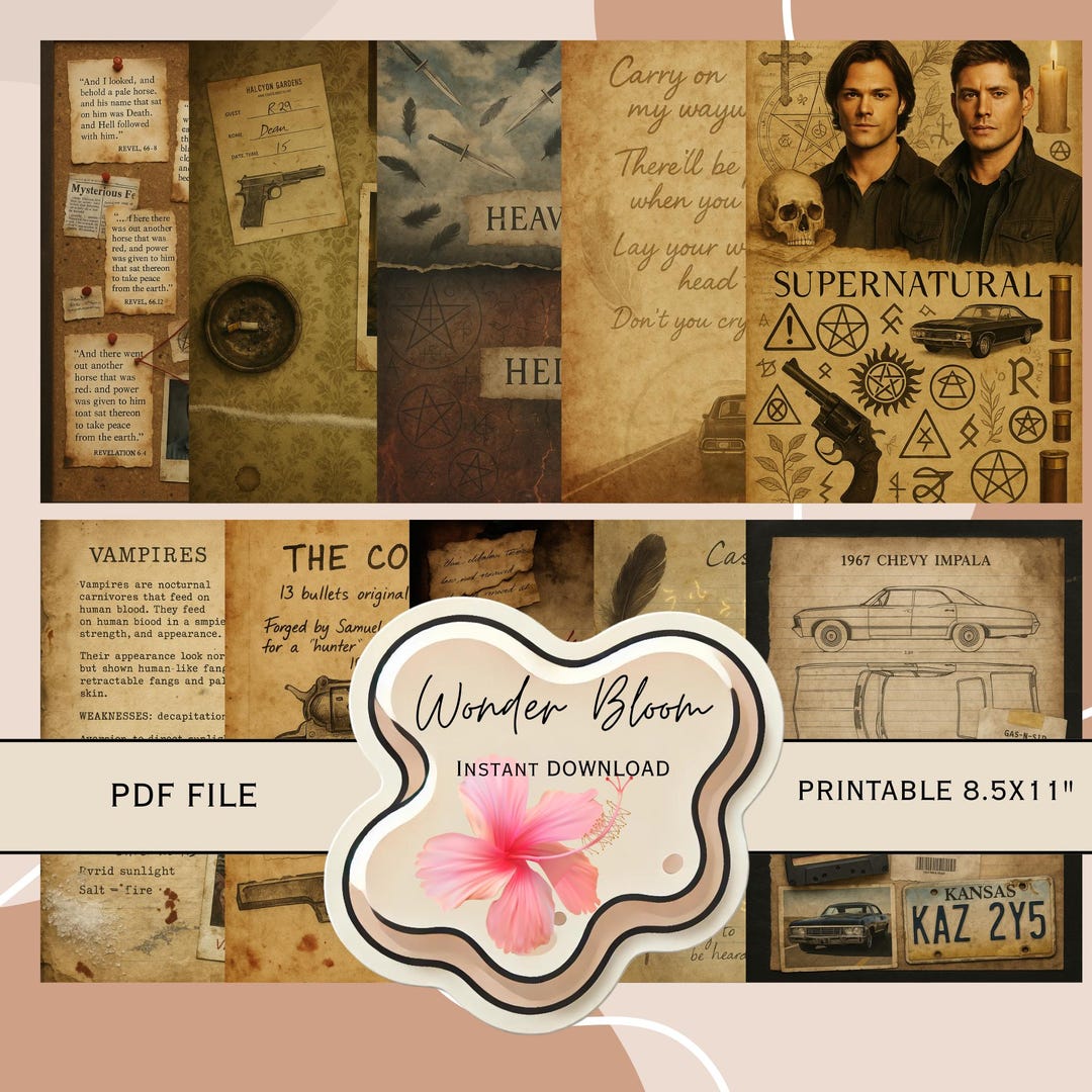 Unofficial Supernatural Papers, Junk Journal, Shabby, Backing ...