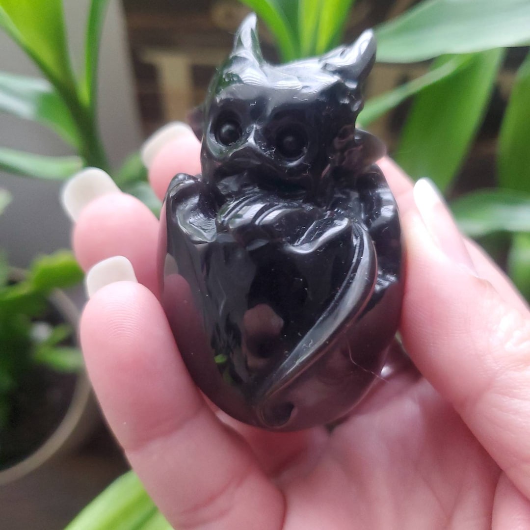 Obsidian Crystal Dragon Hatchling Figurine, Mother of Dragons - Etsy
