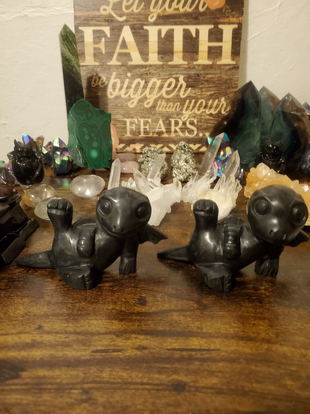 Black Jade Crystal Baby Dragon Figurines / Mother of Dragons Figurines ...