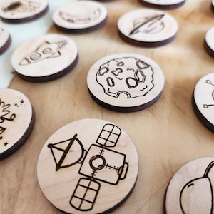 Space Themed Memory Game, Kids Wooden Games, Memory Game Digital File ...