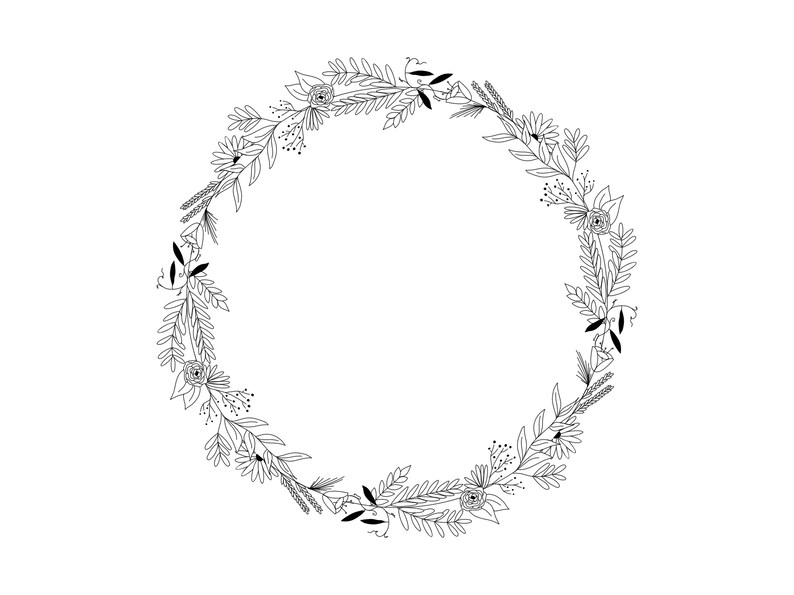 Wreath Clip Art Bundle, SVG Download, Engravable Wreath Drawings ...