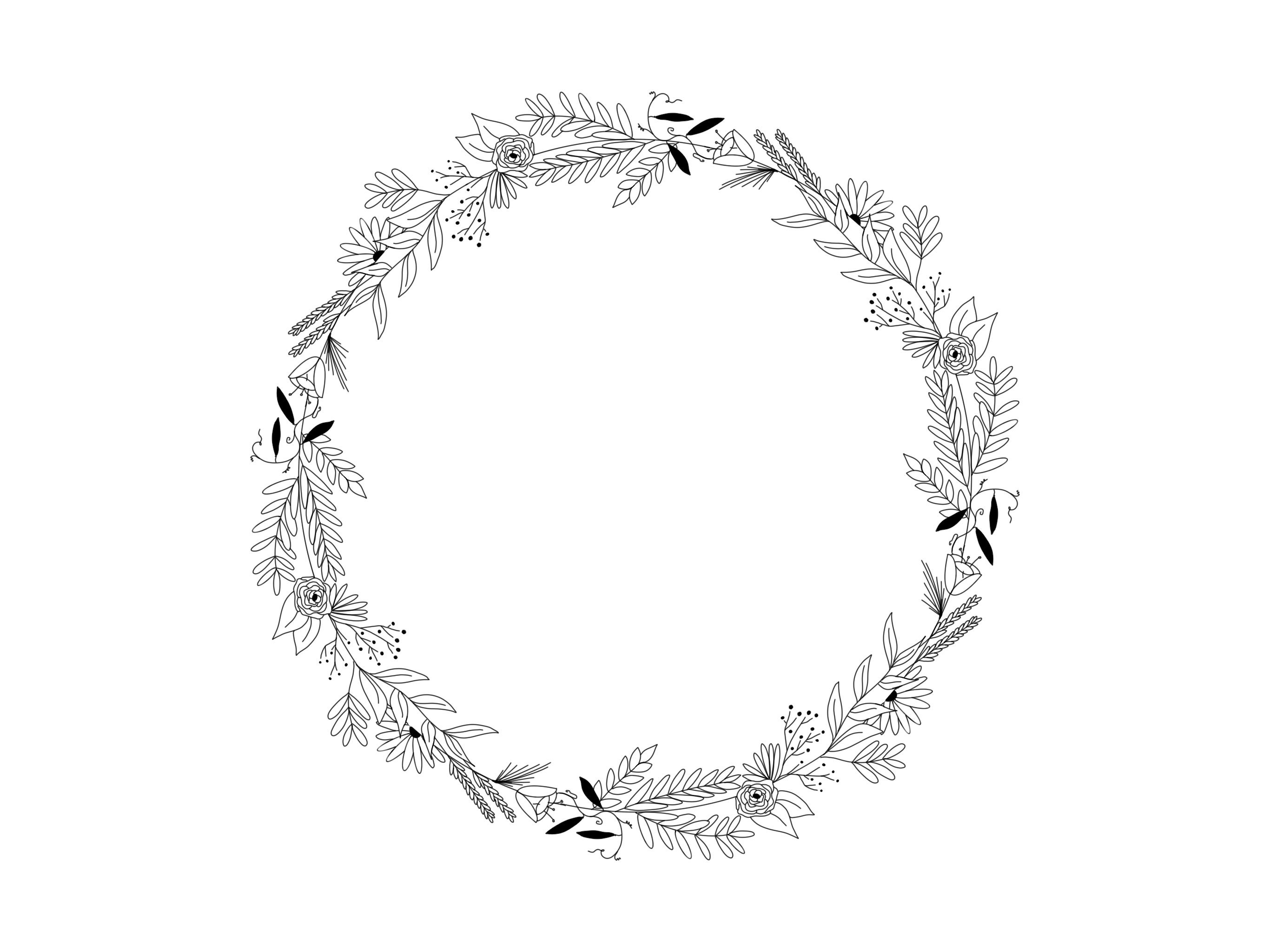Wreath Clip Art Bundle, SVG Download, Engravable Wreath Drawings ...