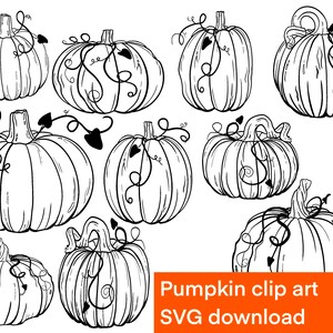 Pumpkin Clip Art SVG Halloween File, Pumpkin Drawings Vector File, Fall ...