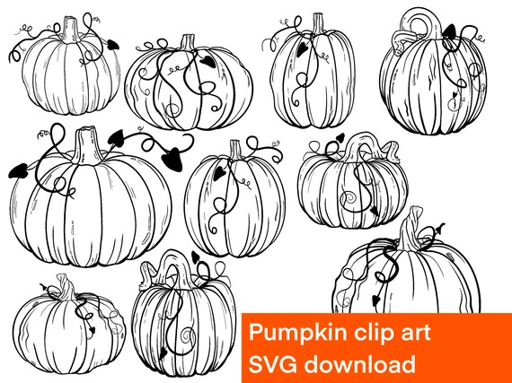 Pumpkin Clip Art SVG Halloween File Pumpkin Drawings Vector - Etsy