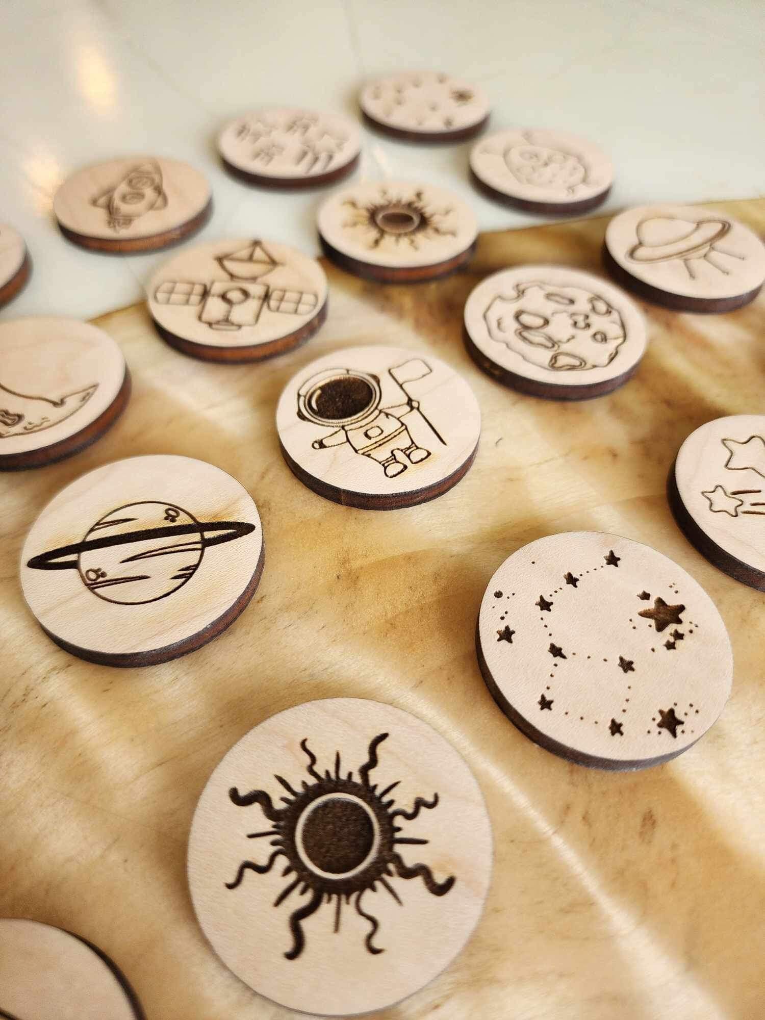 Space Themed Memory Game, Kids Wooden Games, Memory Game Digital File ...