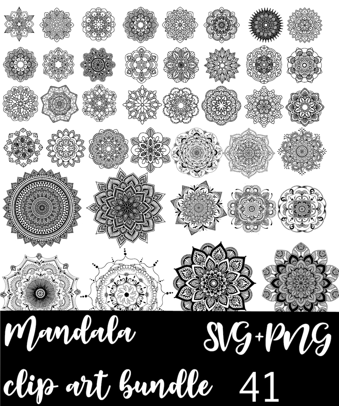 Mandala Clip Art SVG PNG Digital File, Digital Clip Art, Mandala ...