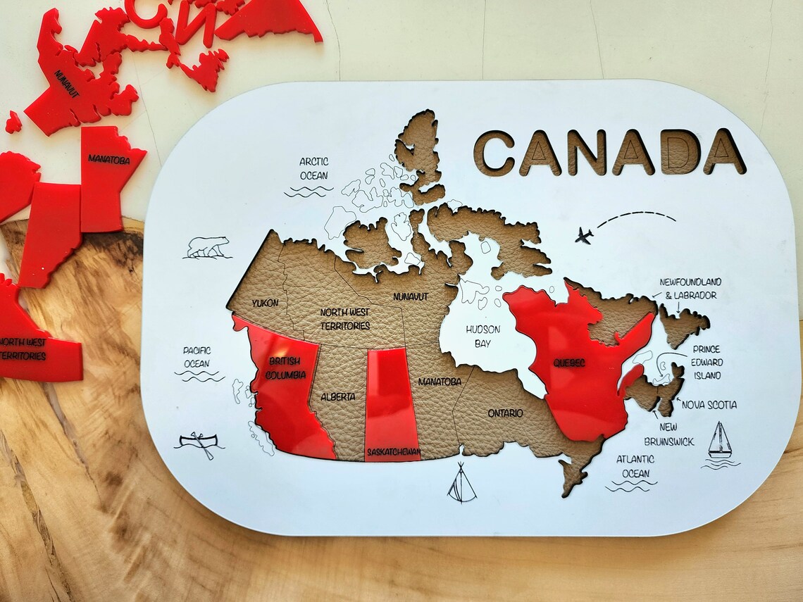 Kids Map Puzzle SVG, Map of Canada Puzzle, Education School Toys ...