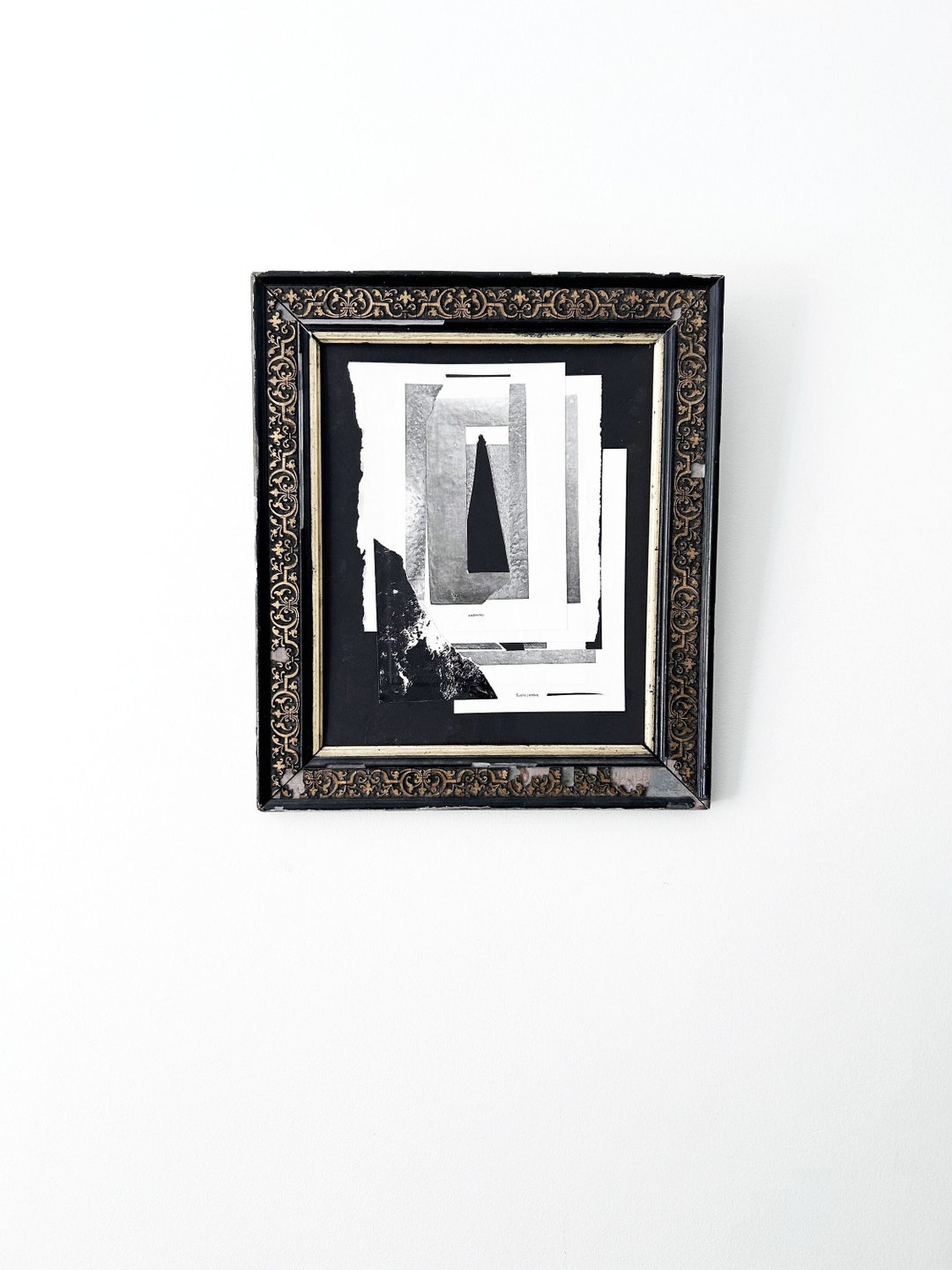 Black N White Collage Named Jump Abstract Handcrafted Collage in Old ...