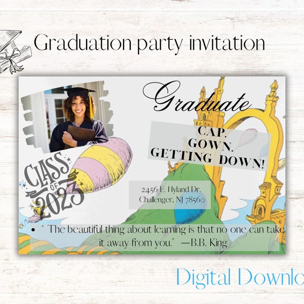 Graduation Invitation Dr Seuss - Etsy