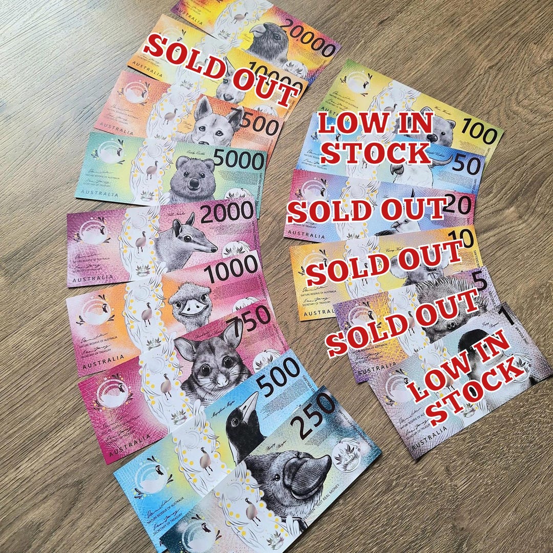 BUILD YOUR OWN Cash Placeholders Bundle Australian Prop Money Banknote ...