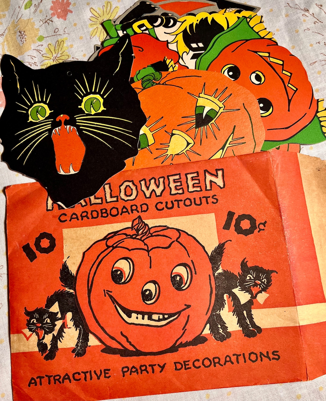 Vintage 30s 40s NOS Halloween Cardboard Cutouts COMPLETE Set - Etsy