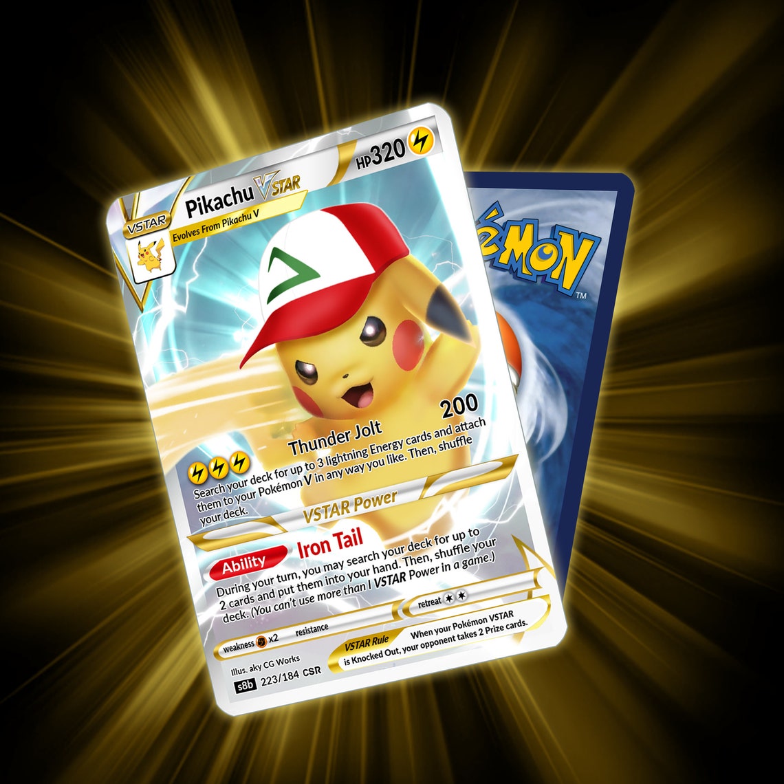 Ash s Pikachu Vstar Card Custom Made Etsy Australia Ash s Pikachu Vstar Card Custom Made Etsy Australia