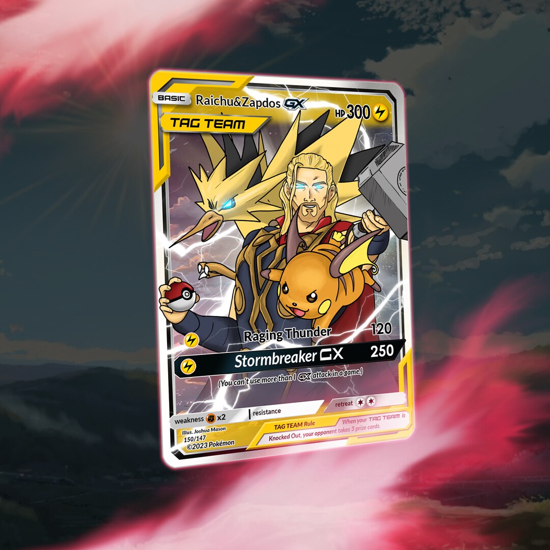 Thor's Zapdos & Raichu Tag Team GX Custom Made - Etsy UK