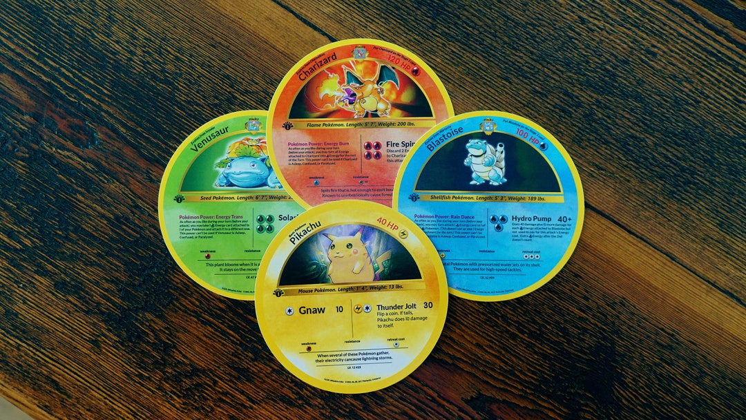 Round Pikachu, Venusaur, Charizard & Blastoise Base Set Custom Cards ...