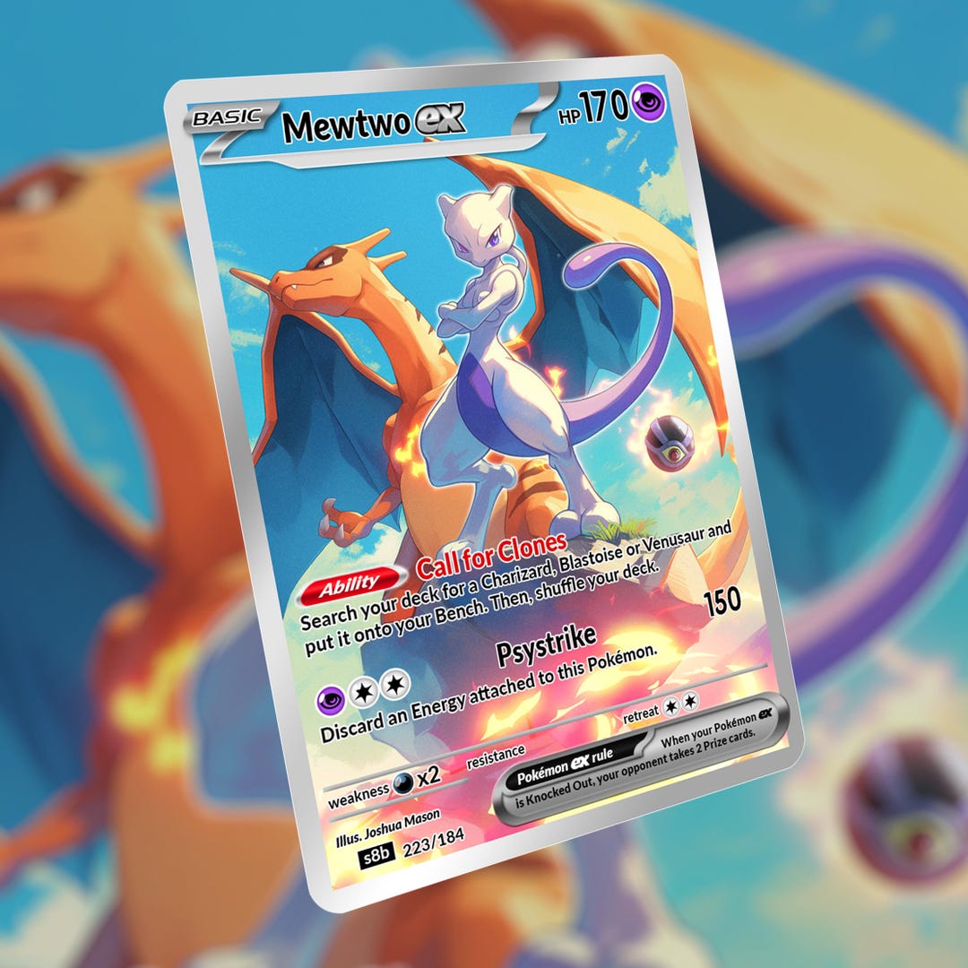 Mewtwo & Clone Zard Card Custom Made - Etsy Canada