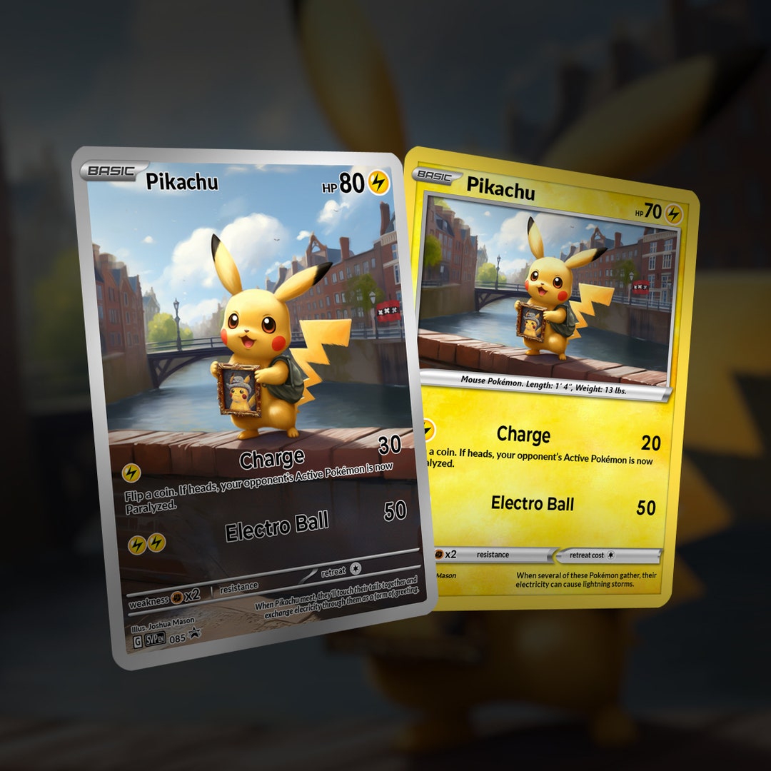 Pikachu in Amsterdam Cards Custom Made set of 2 - Etsy