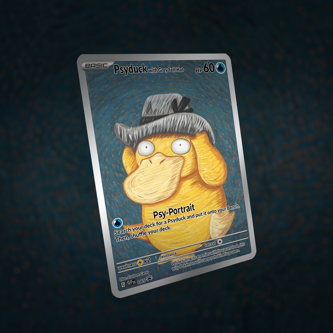 Psyduck With Grey Felt Hat Card Custom Made - Etsy
