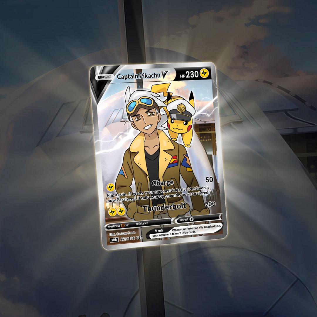 Captain Pikachu Card Custom Made - Etsy