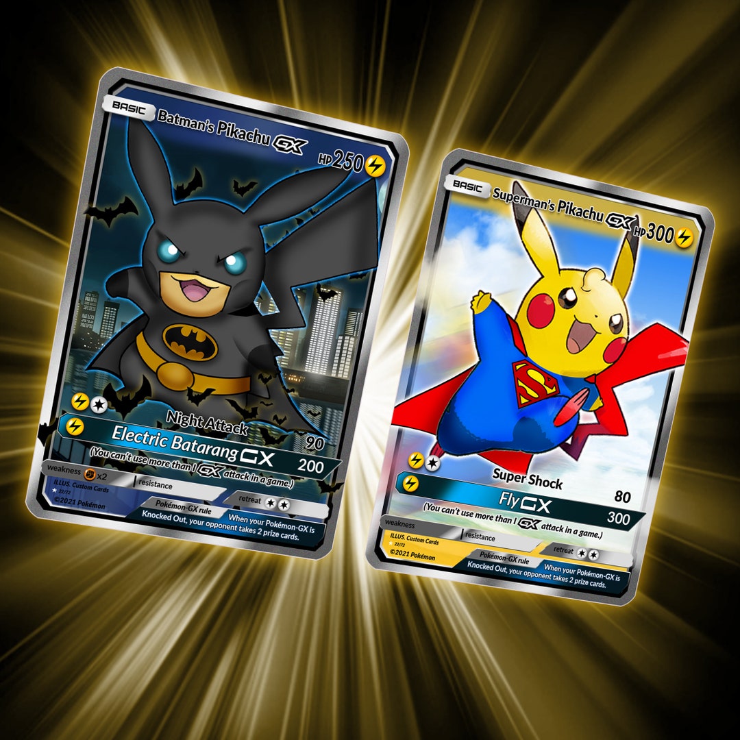 Batman's Pikachu & Superman's Pikachu GX Set of 2 - Etsy Australia