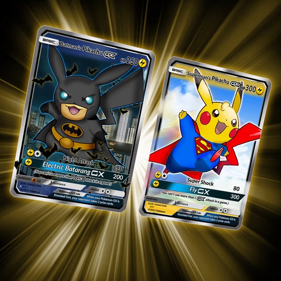 Batman's Pikachu & Superman's Pikachu GX Set of 2 | Etsy