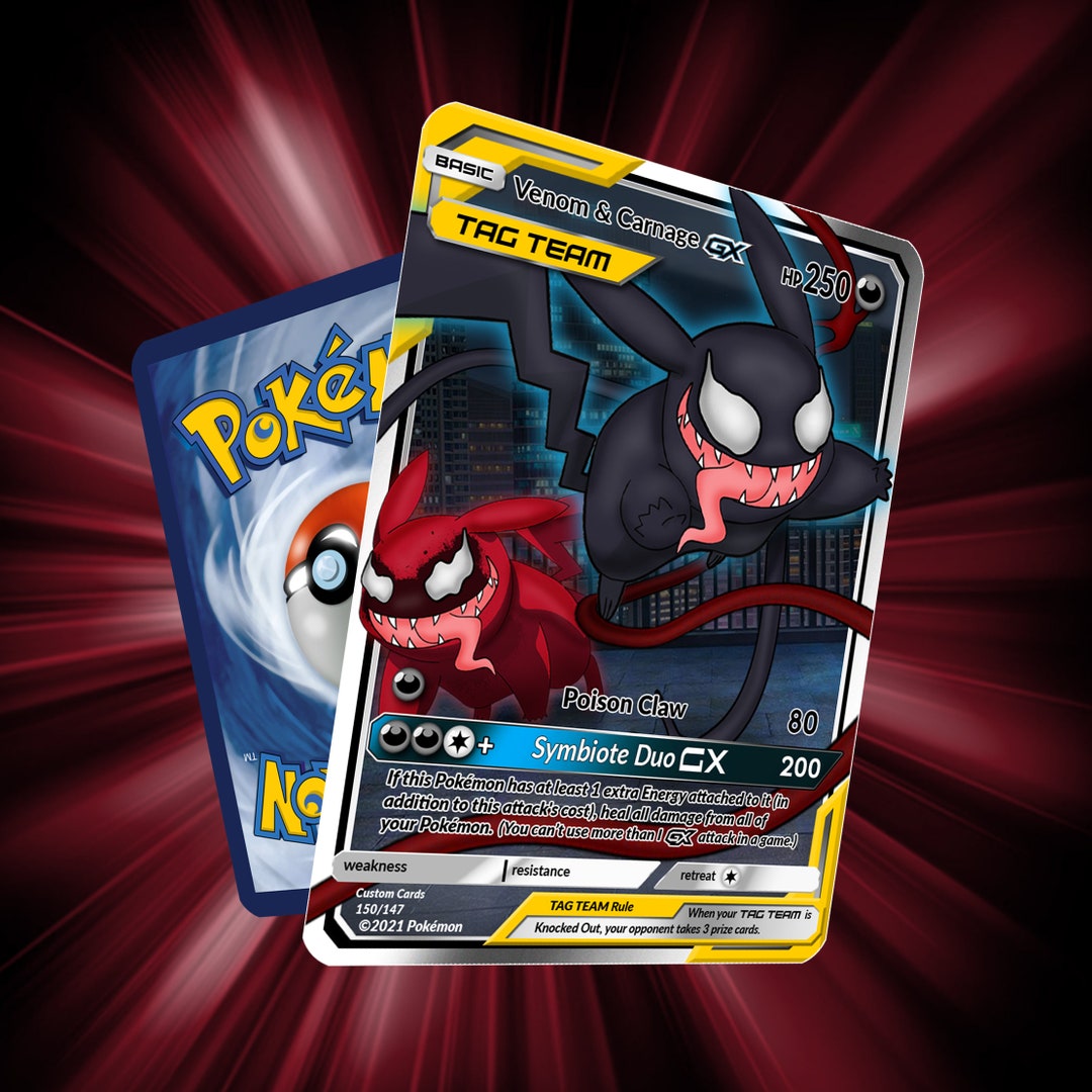 Venom & Carnage Pikachu Tag Team GX Custom Made - Etsy