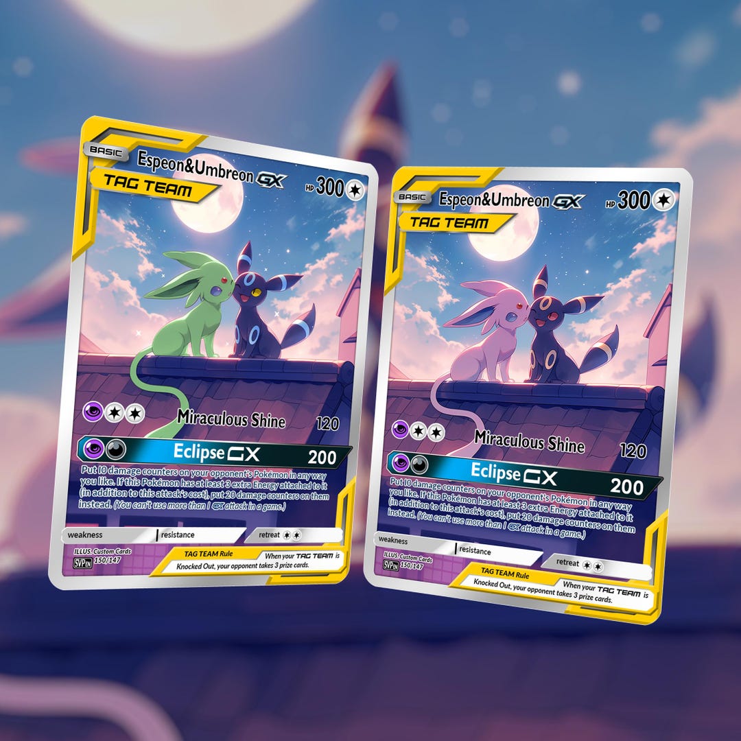 Espeon & Umbreon Tag Team Card: Custom Made + Shiny Version - Etsy