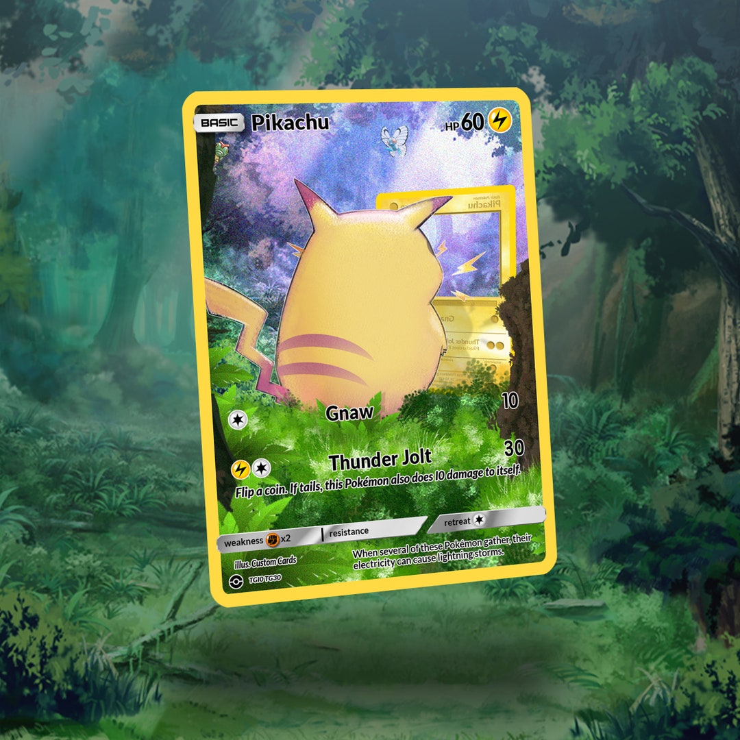 Full Art Pikachu Card Custom Made - Etsy