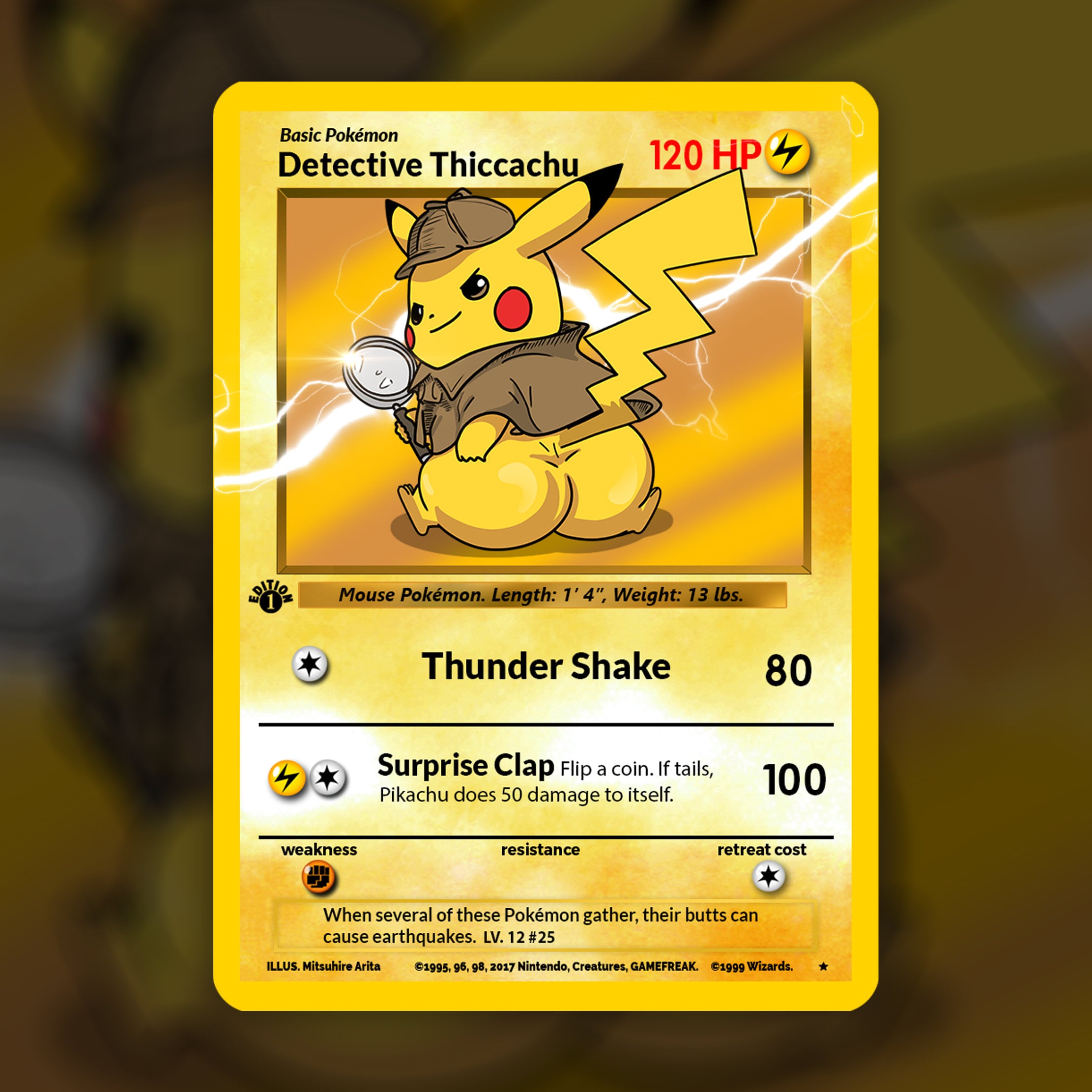 Thicc Detective Pikachu Card Custom Made - Etsy UK