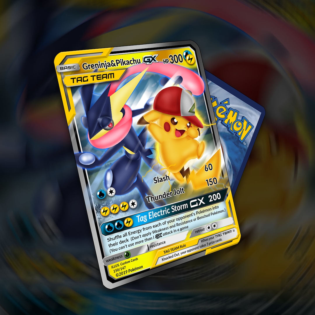Buy Ash's Pikachu & Greninja Tag Team GX Custom Cards Online in India ...