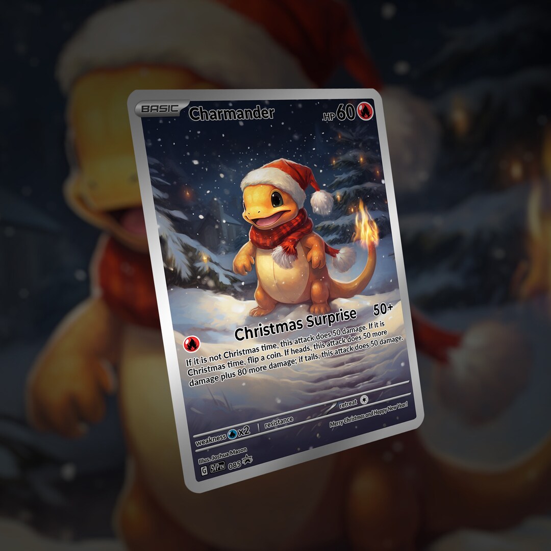 Christmas Charmander Card Custom Made - Etsy