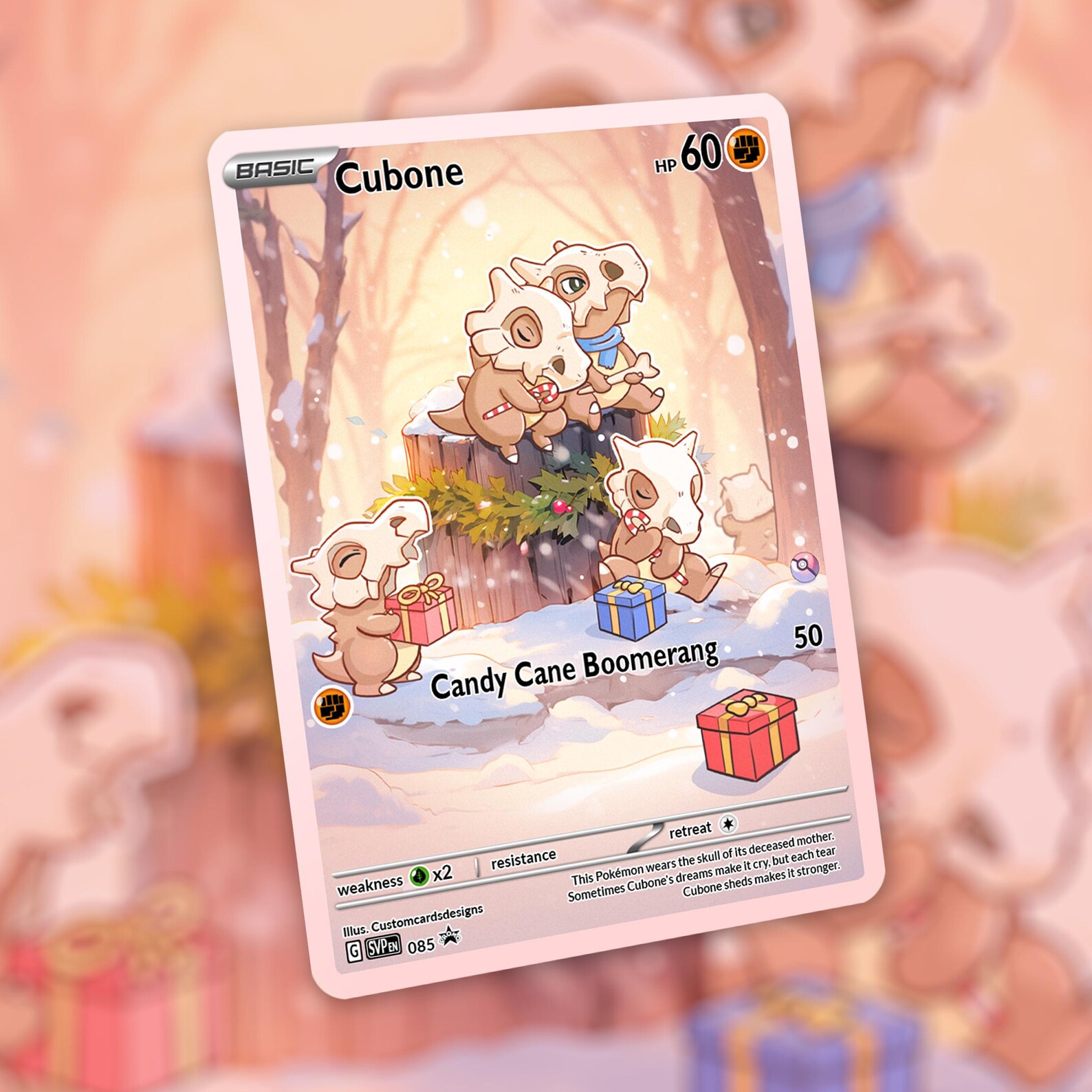 Christmas Cubone Card! Custom Made! - Etsy