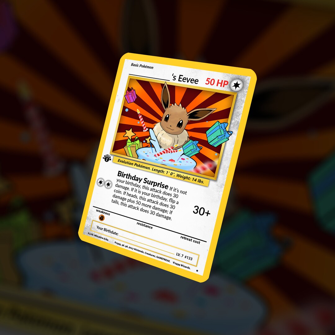 Eevee Birthday Card Custom Made - Etsy