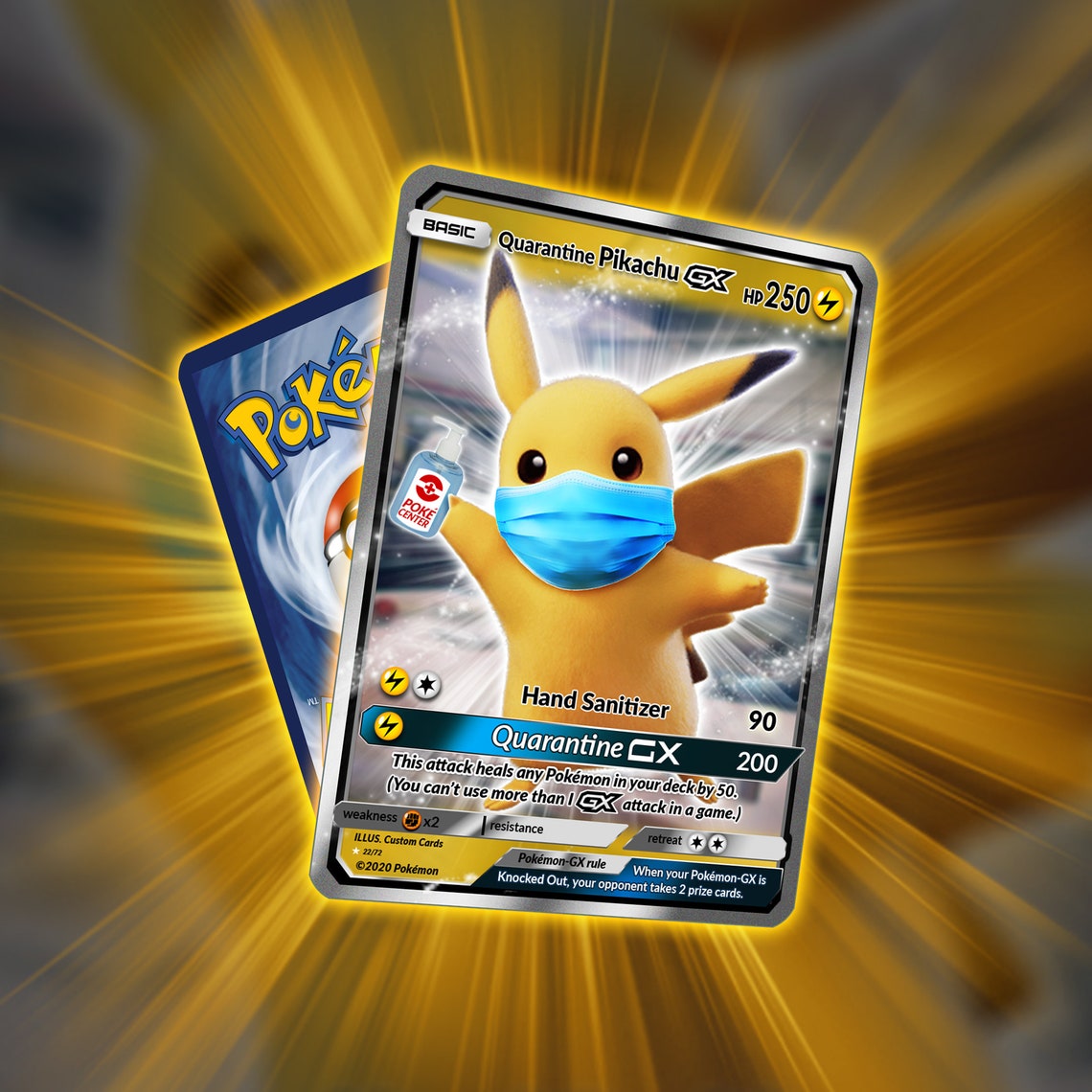 Quarantine Pikachu GX Card Custom Made - Etsy Canada