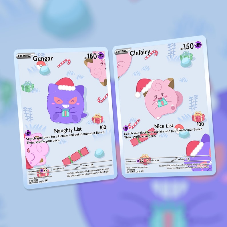 Gengar & Clefairy Christmas Set! Custom Made! - Etsy