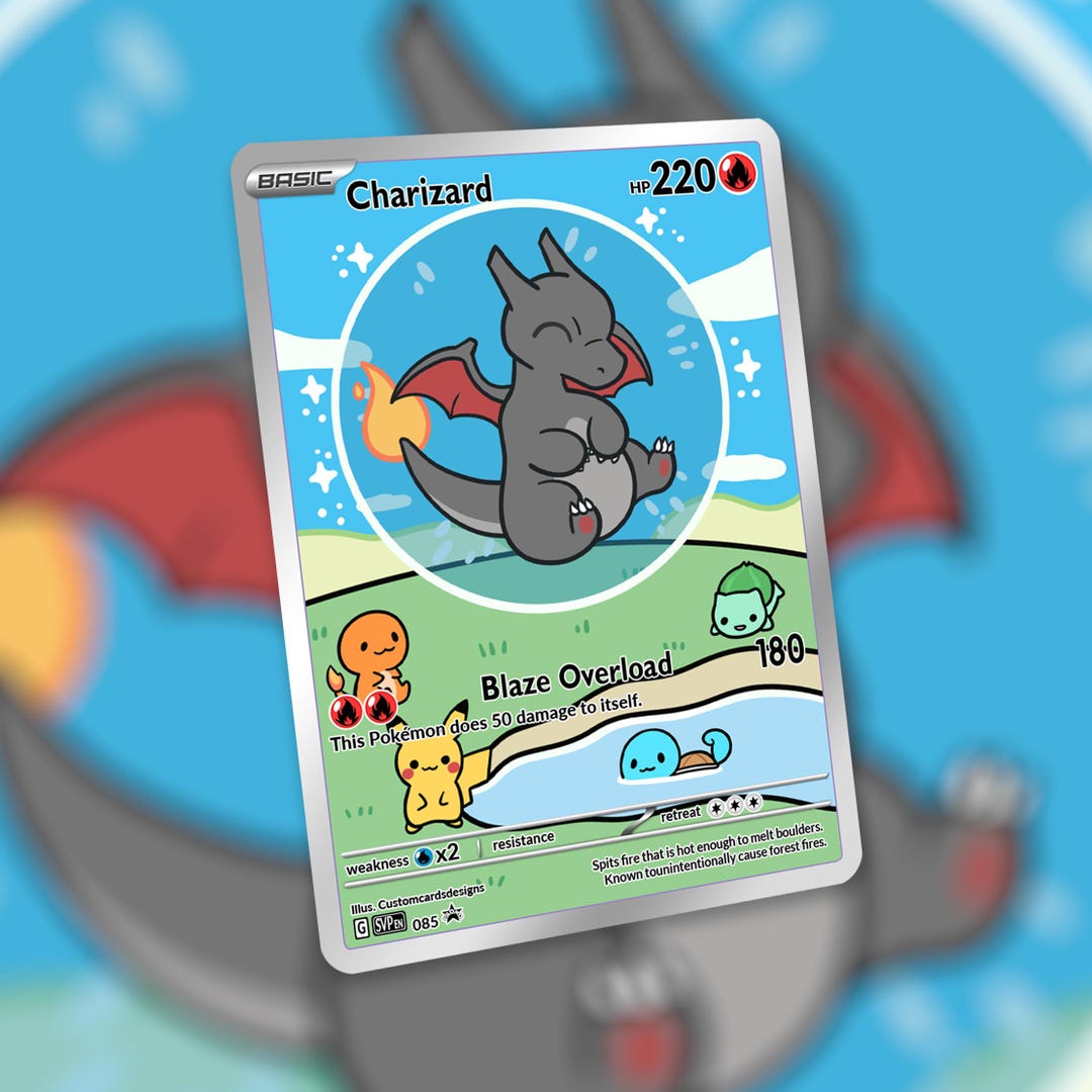 Shiny Bubble Charizard Card! Custom Made! - Etsy