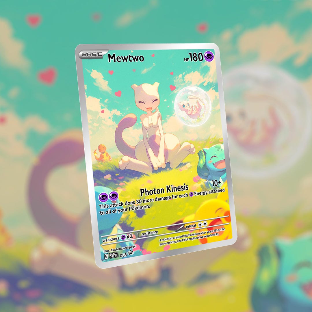 Cute Mewtwo Card! Custom Made! - Etsy